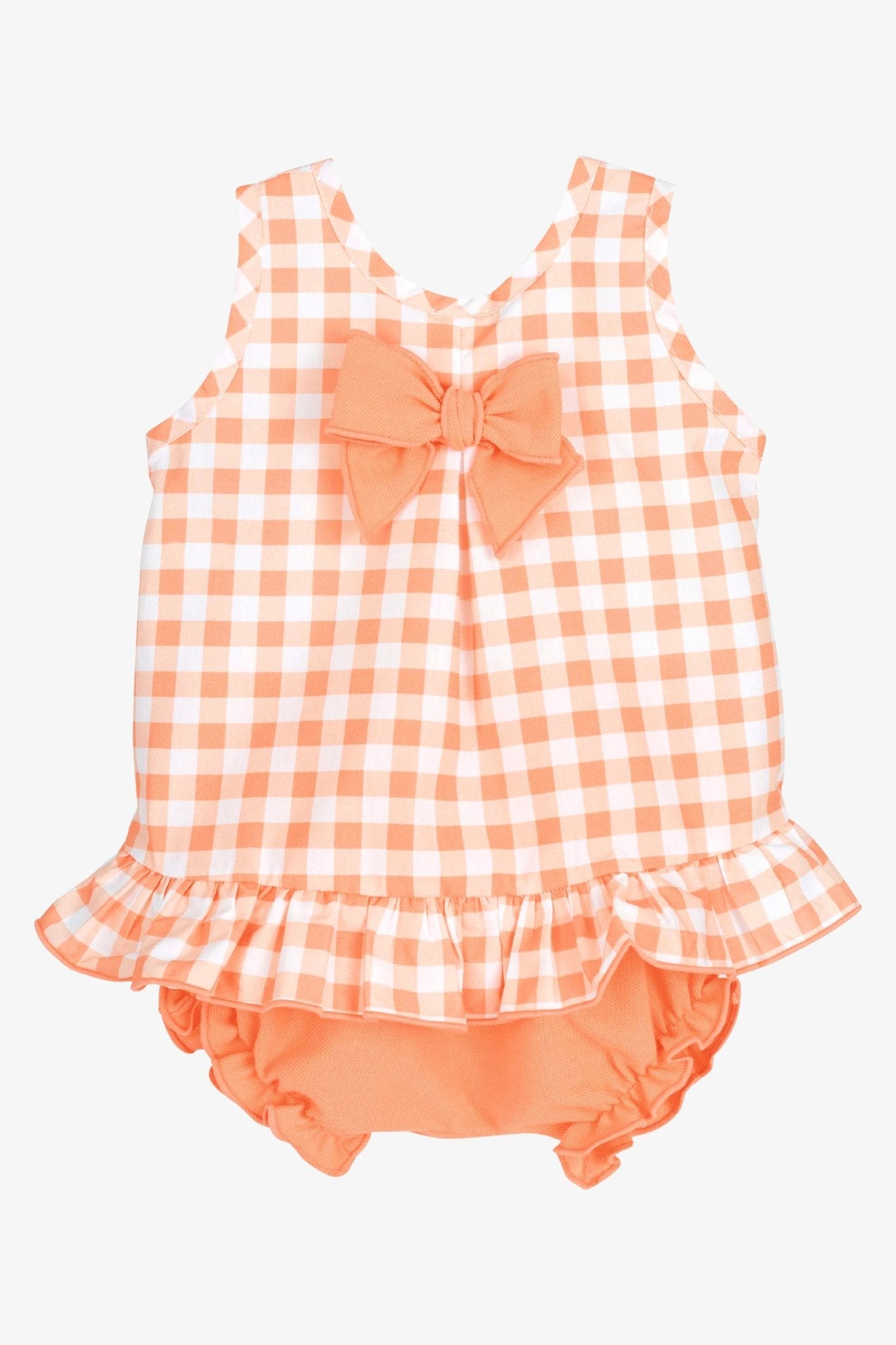 SS26 Calamaro | Peach Gingham Dress & Bloomers – Millie and John