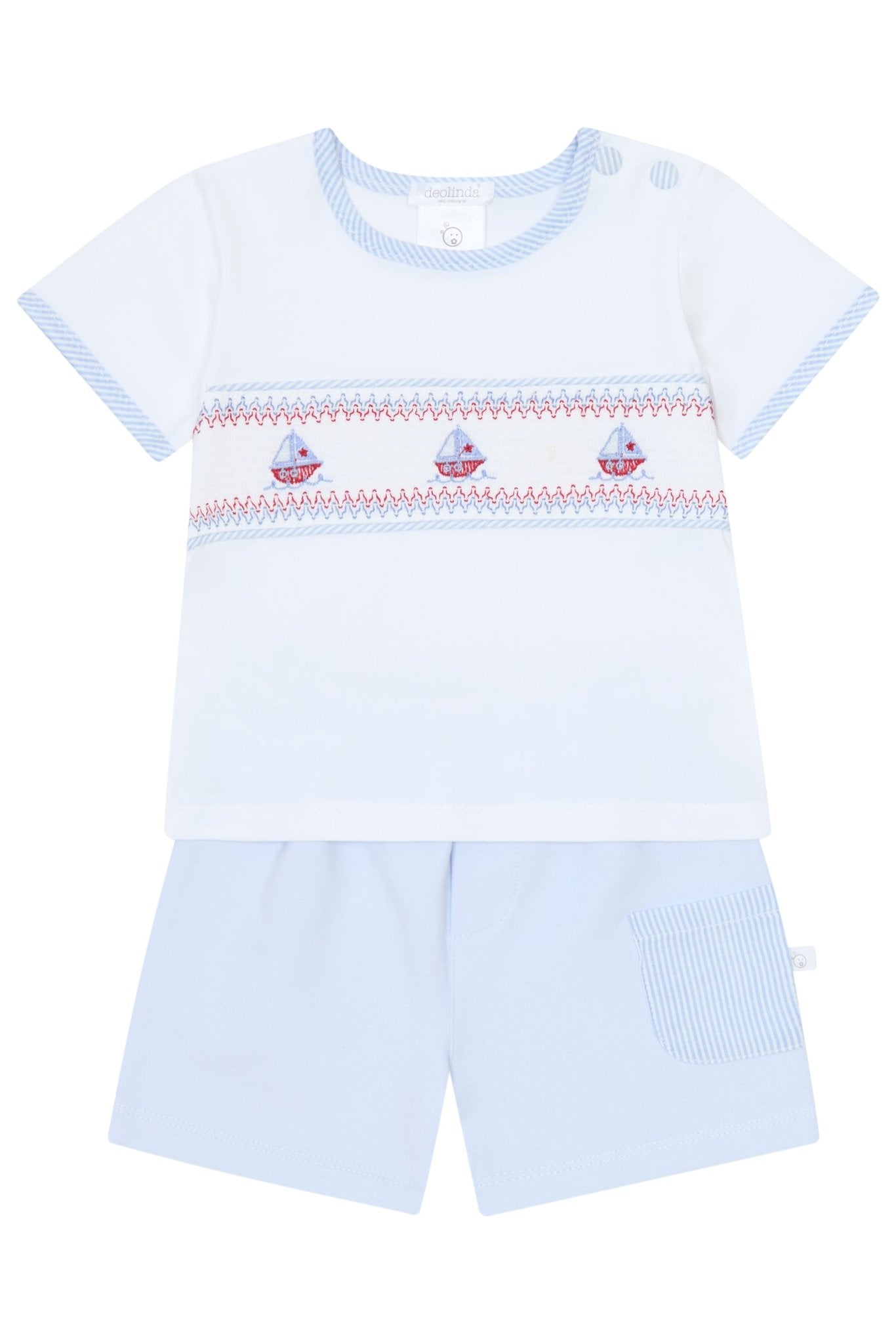 SS25 Deolinda | "Rhodes" Blue Striped Sailboat T-Shirt & Shorts ...