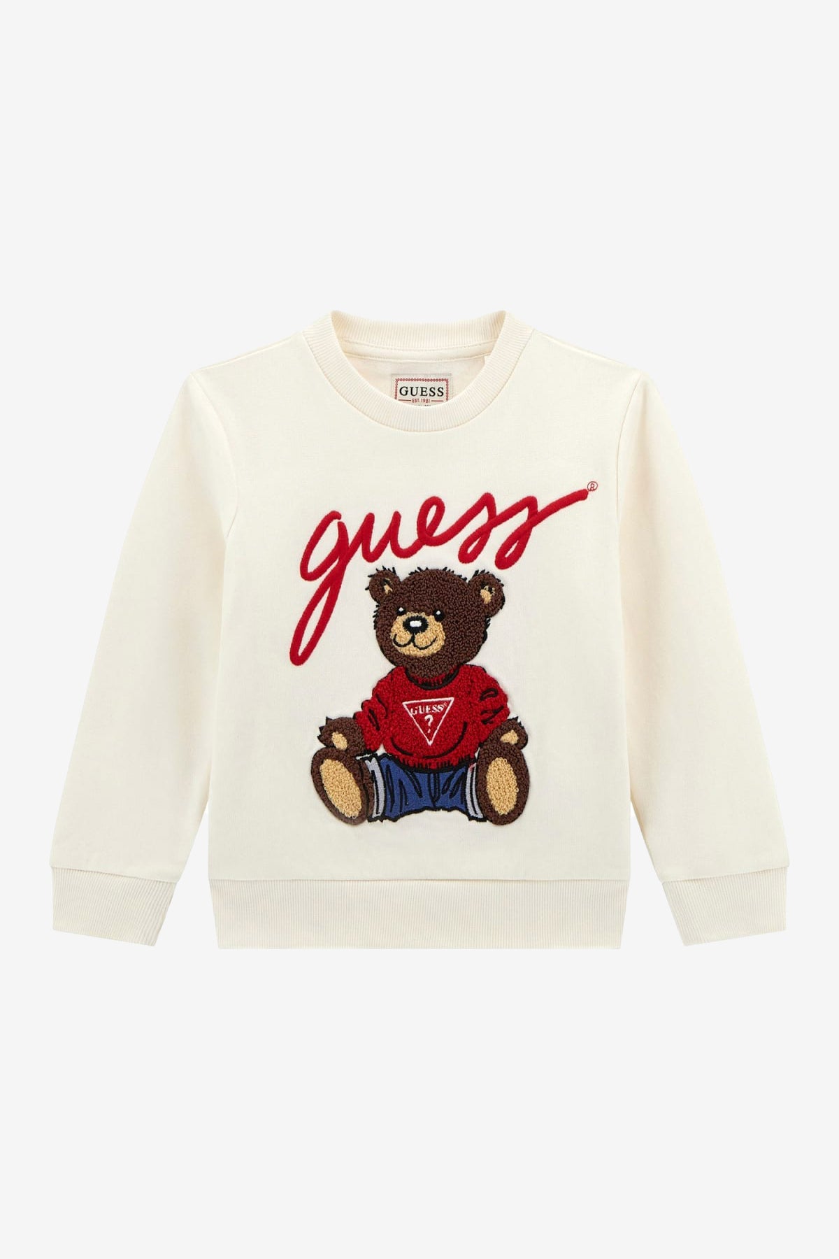 AW25 GUESS® Kids | "Frankie" Ivory Teddy Bear Sweatshirt – Millie and John