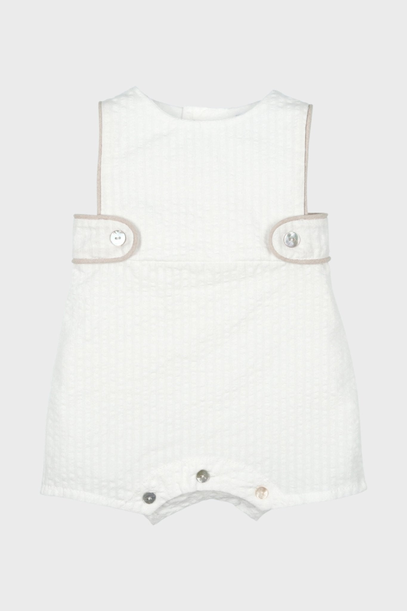 Mac Ilusión SS25 | White Seersucker Striped Dungarees – Millie and John