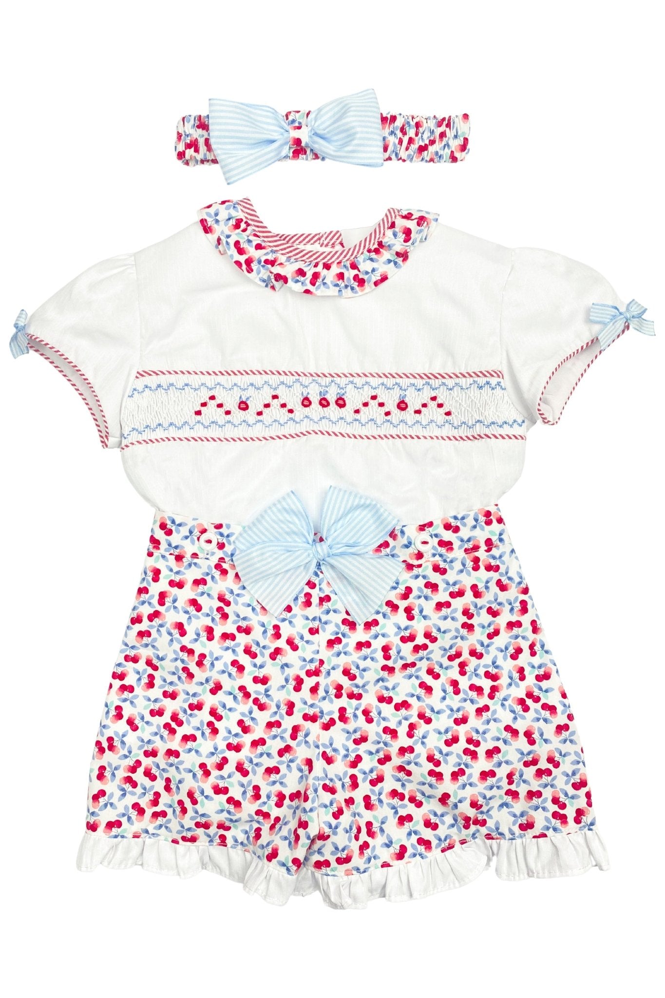 Pretty Originals | "Dottie" Red Cherry Print Smocked Blouse & Shorts ...