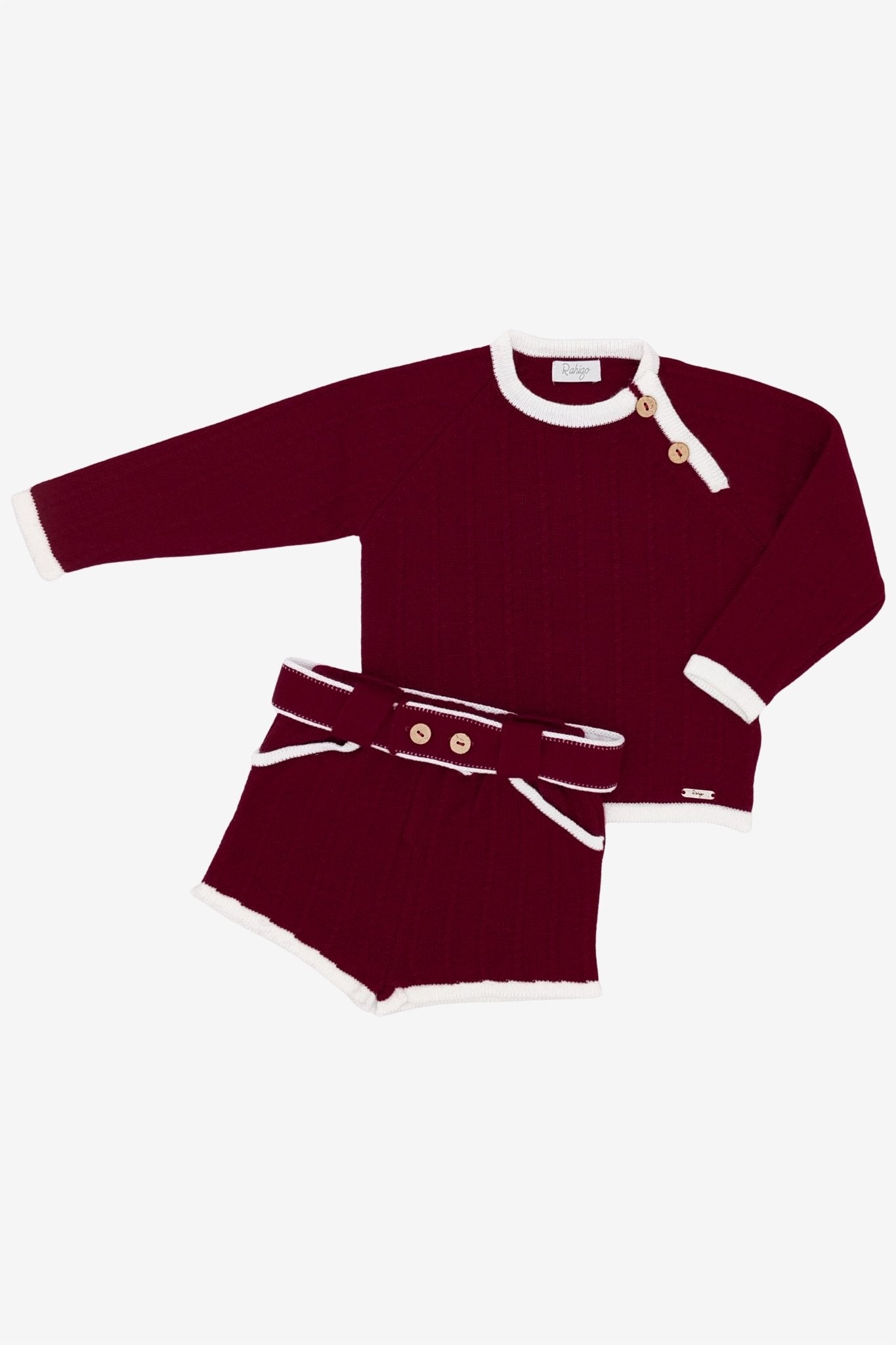 AW25 Rahigo | "Arthur" Burgundy & White Jumper & Shorts – Millie and John