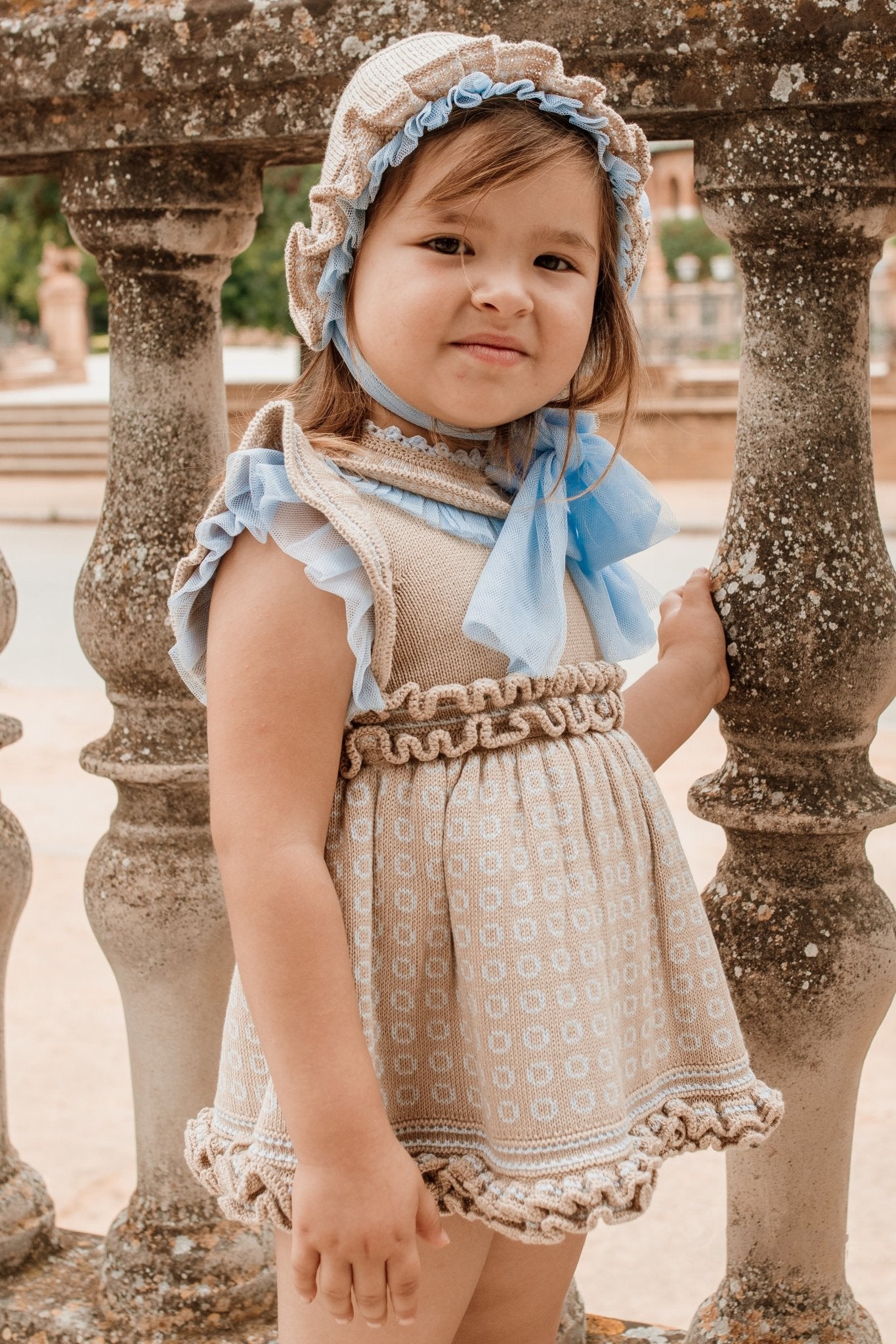 Rahigo SS24 | "Hallie" Camel & Baby Blue Knit Dress – Millie and John
