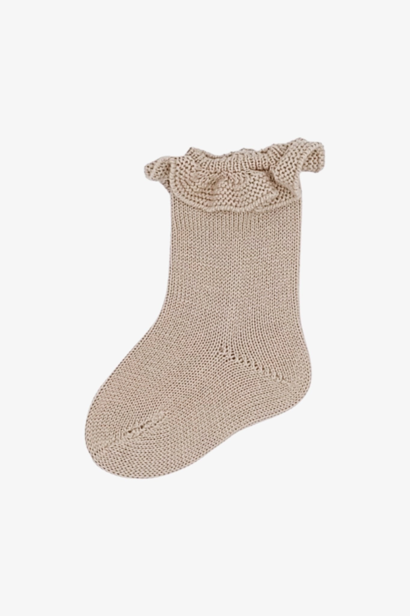 SS26 Rahigo | Beige Frilled Knit Short Socks – Millie and John