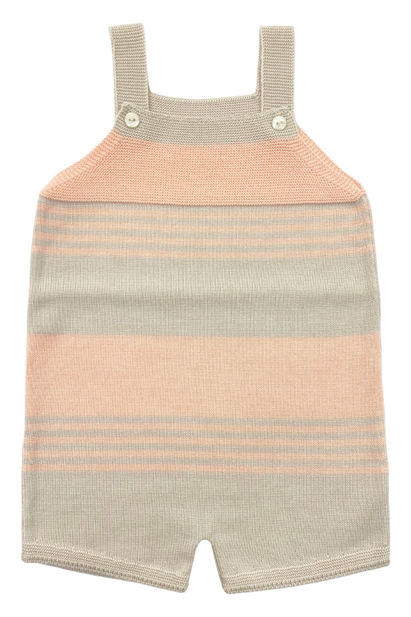 Artesanía Granlei SS23 | "Jovie" Stone & Peach Stripe Knit Dungarees ...