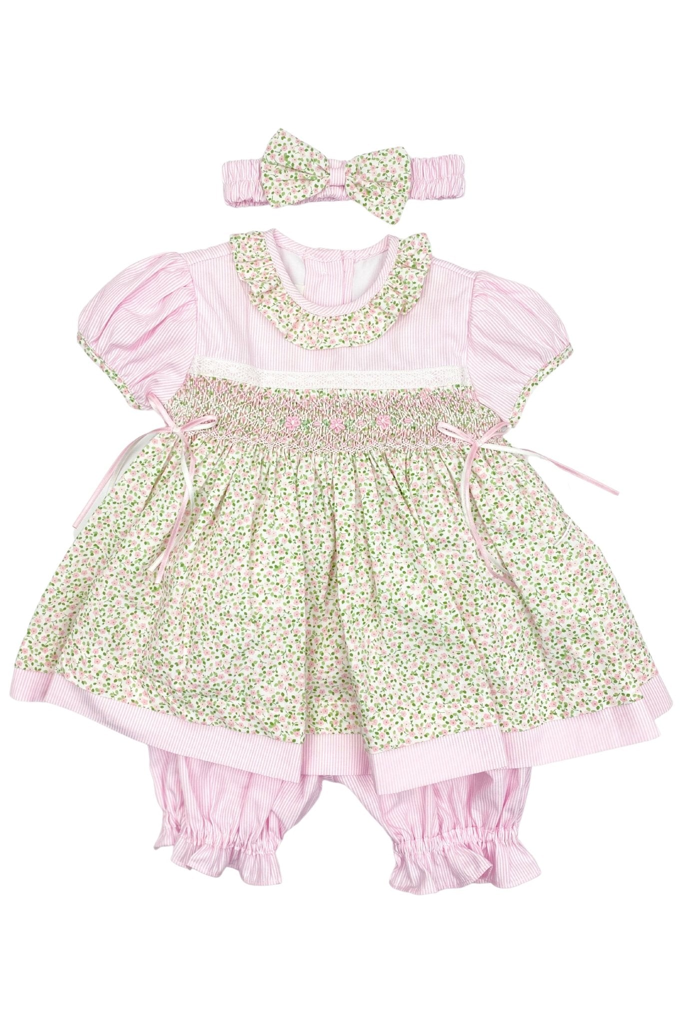 Pretty Originals SS23 | "Lydia" Pink Floral Smocked Dress & Bloomers ...